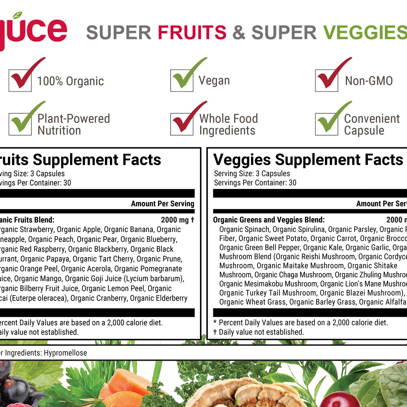 Júce Super Fruits & Veggies Capsules – Júce Organics
