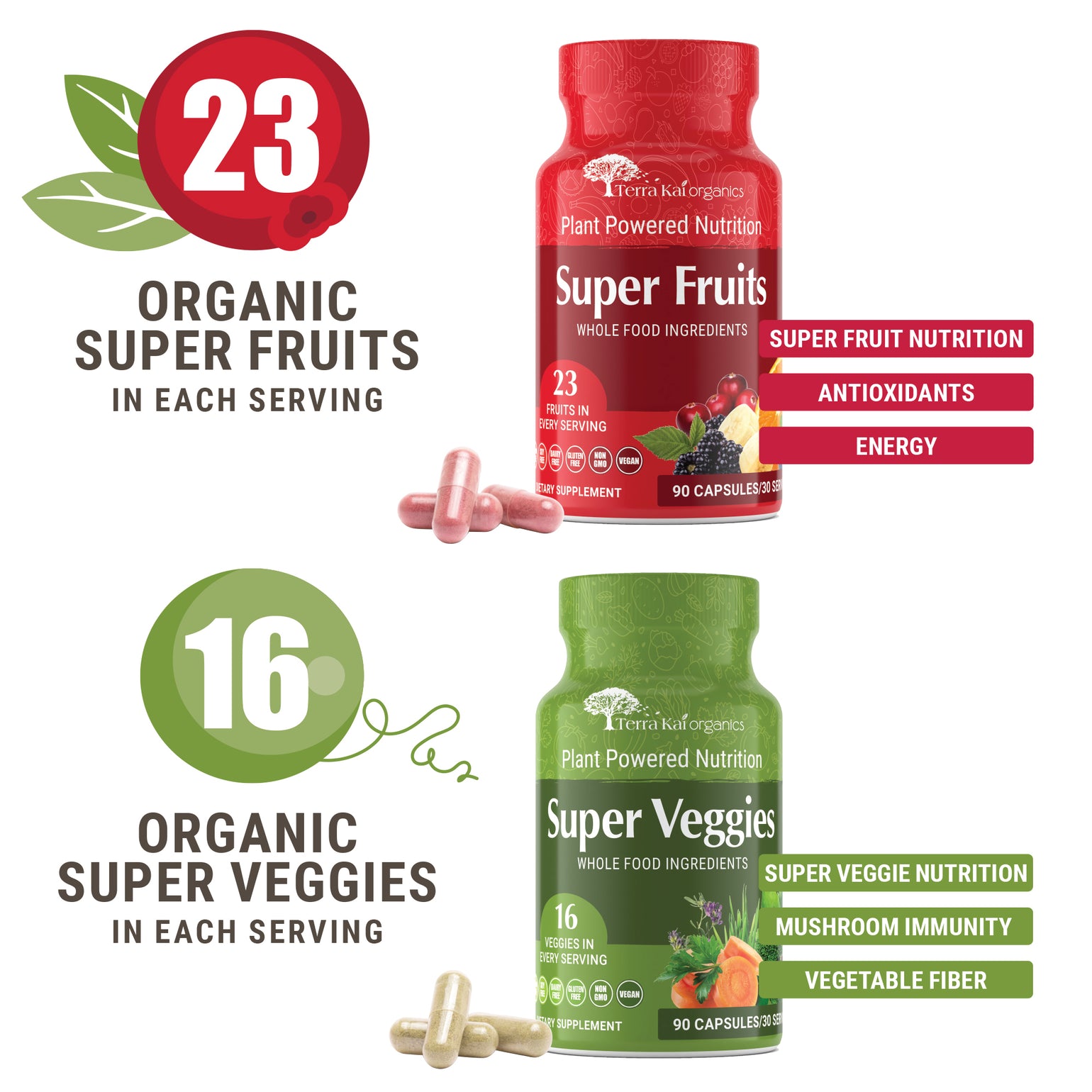 Terra Kai Organics Super Fruits & Veggies Capsules – Juce Organics